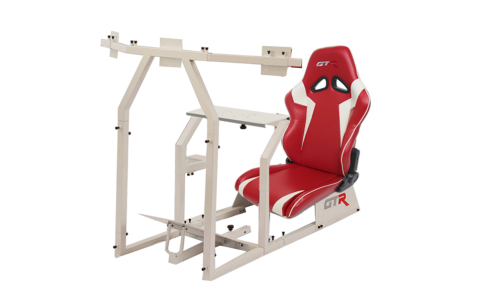 GTR Simulator GTA-F™️ Model White Frame Triple Monitor Stand with ...